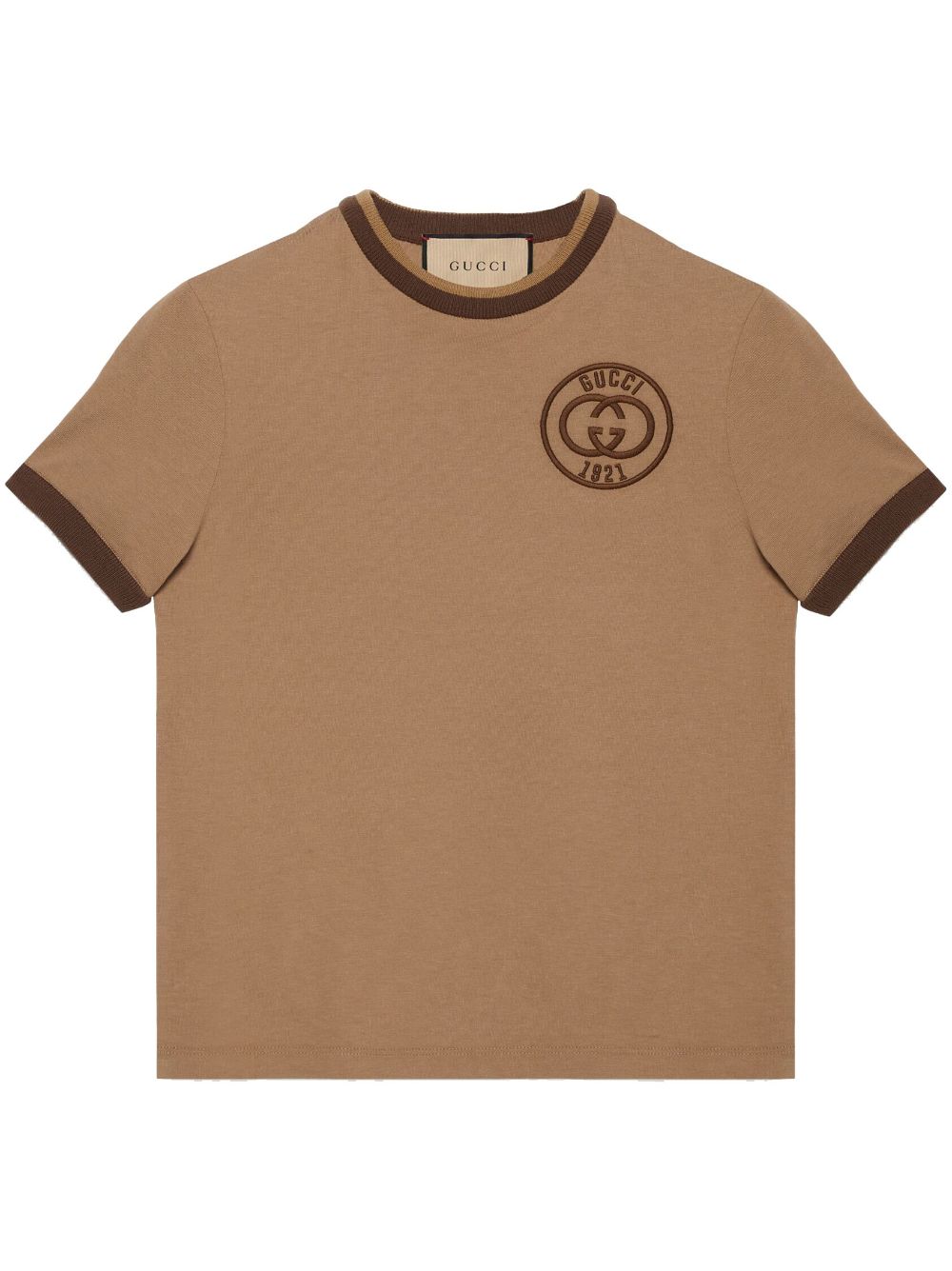 GUCCI ベージュ ロゴ Tシャツ Gucci Logo-Embroidered Cotton T-Shirt - Neutrals | Editorialist