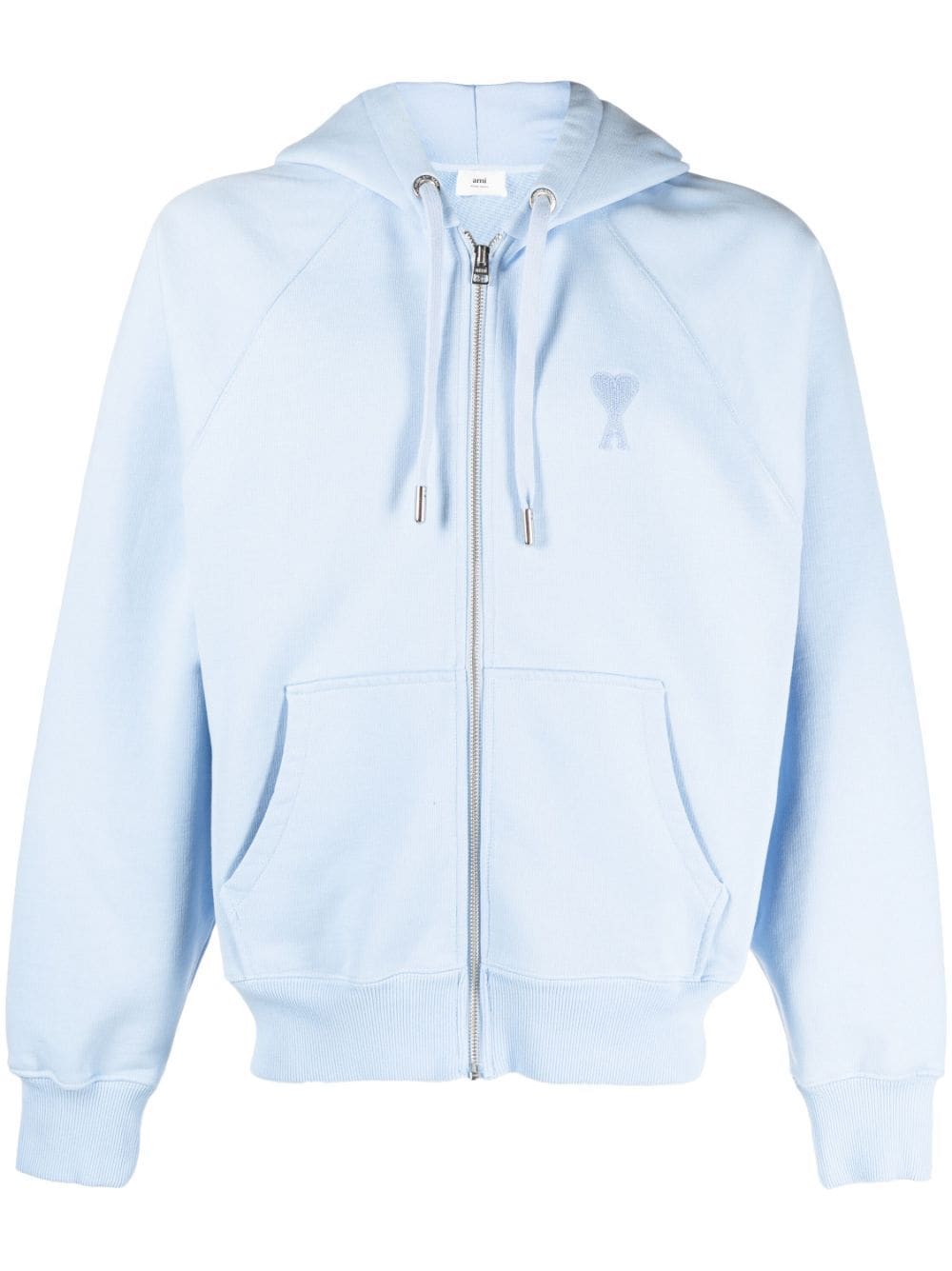 Ami Embroidered-Logo Zip-Fatening Hoodie In Blue - 60% Off