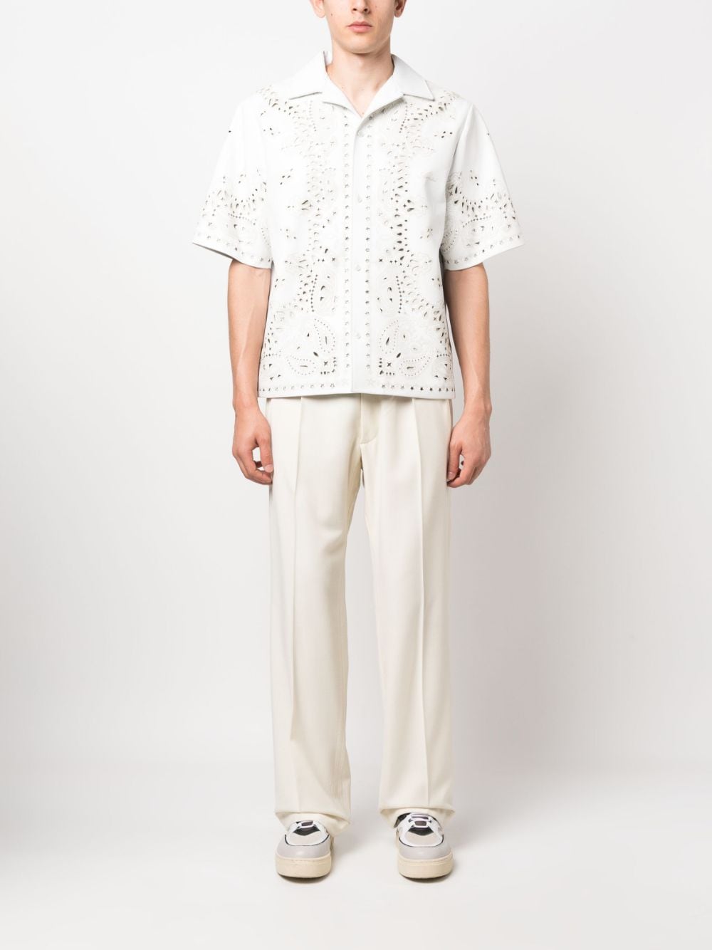 AMIRI perforated-design leather shirt