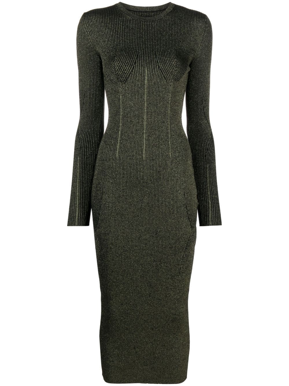 Del Core Metallic-Threading Knit Midi Dress In Green - 30% Off