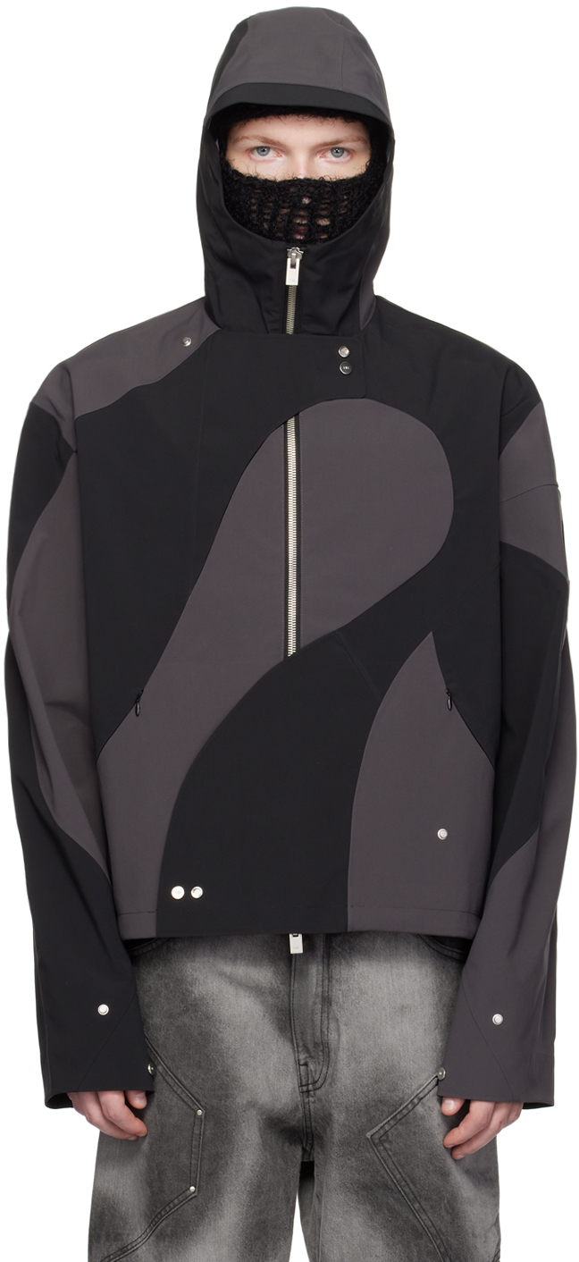 Heliot Emil Gray Trident Technical Jacket In Black - 50% Off