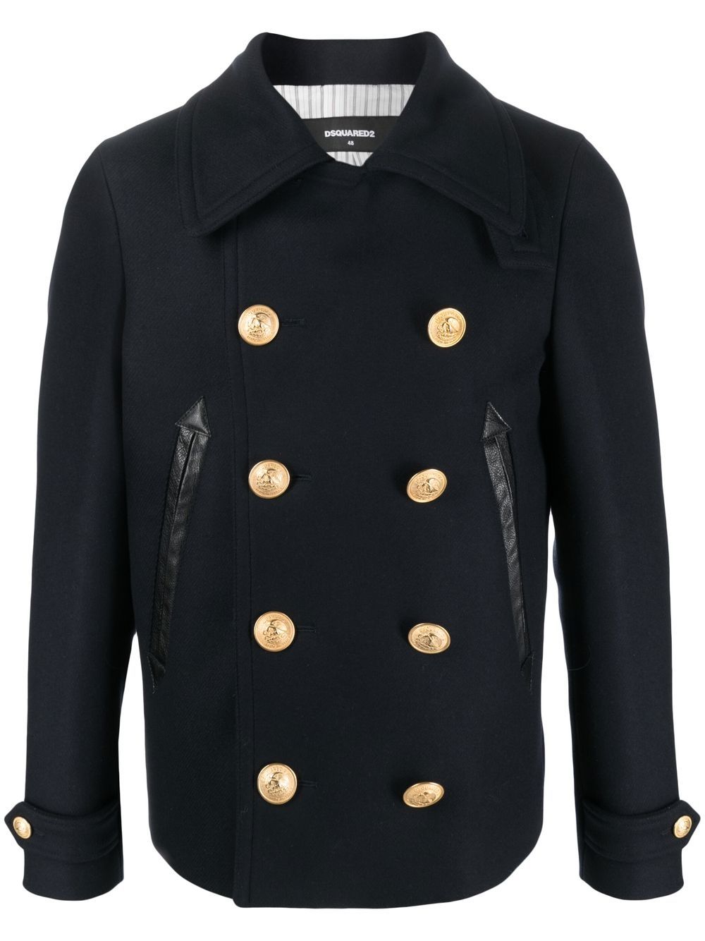 Dsquared2 Double-Breasted Peacoat In Blue - 55% Off | Editorialist