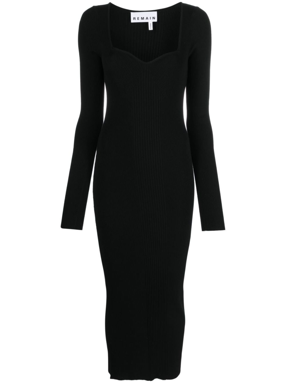 Remain Birger Christensen Sweetheart Neck Knitted Midi Dress In Black - 70%  Off | Editorialist