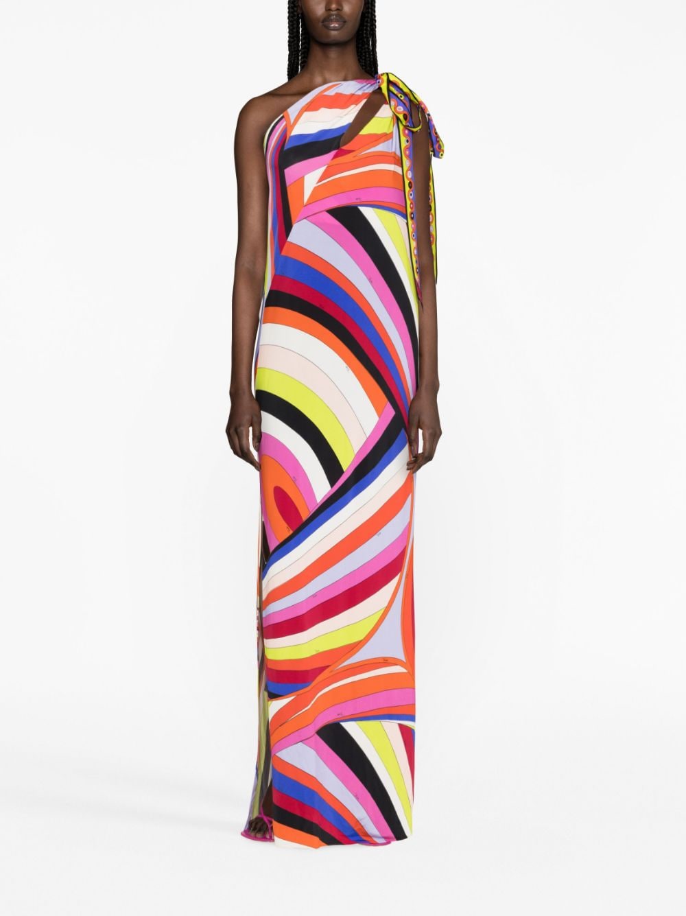 pucci one shoulder dress Pucci - Soleil Print One Shoulder Silk Dress - Size: XS - Nude