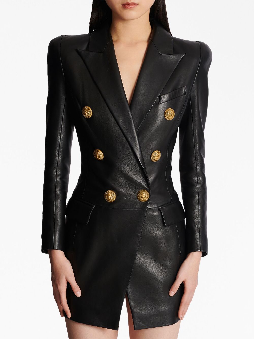 Balmain Leather Blazer Mini Dress In Black - 49% Off | Editorialist