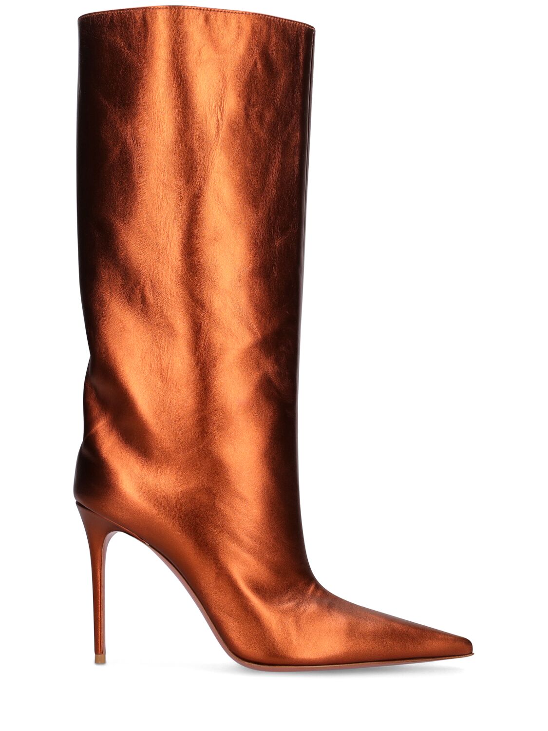 Amina Muaddi Lvr Exclusive Fiona Leather Boots Bronze Editorialist