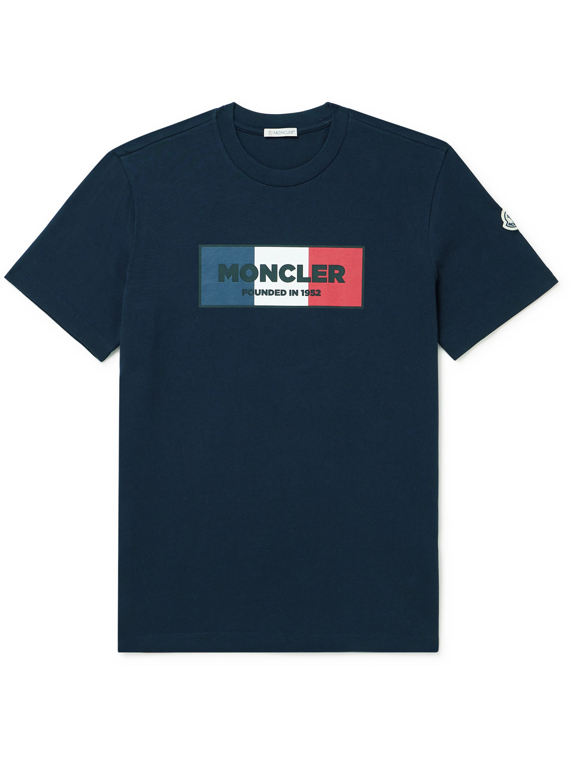Moncler Slim-Fit Logo-Print Cotton-Jersey T-Shirt - Blue