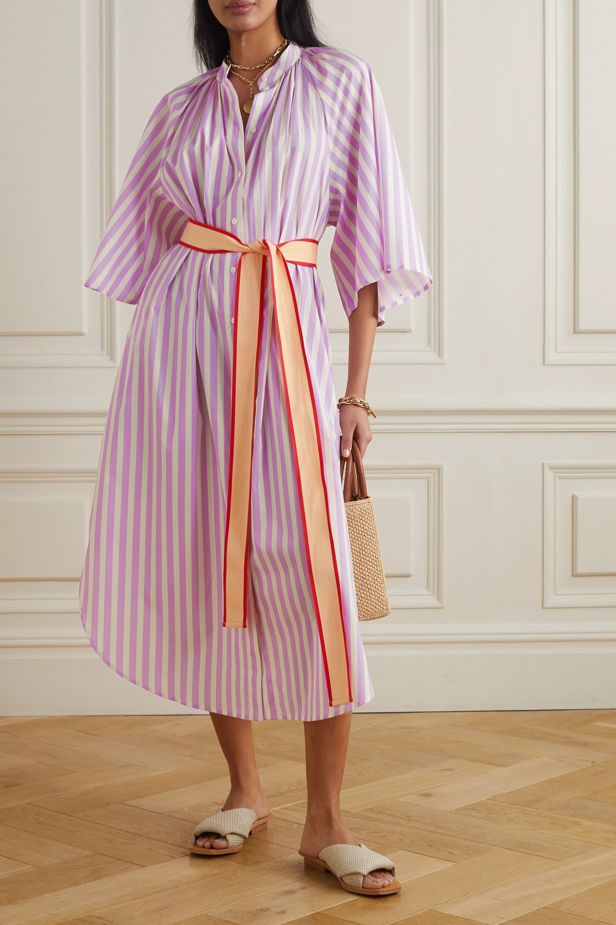 oroton purple dress OROTON Strappy Open Back Poplin Maxi Sundress in Wisteria Purple Size 6