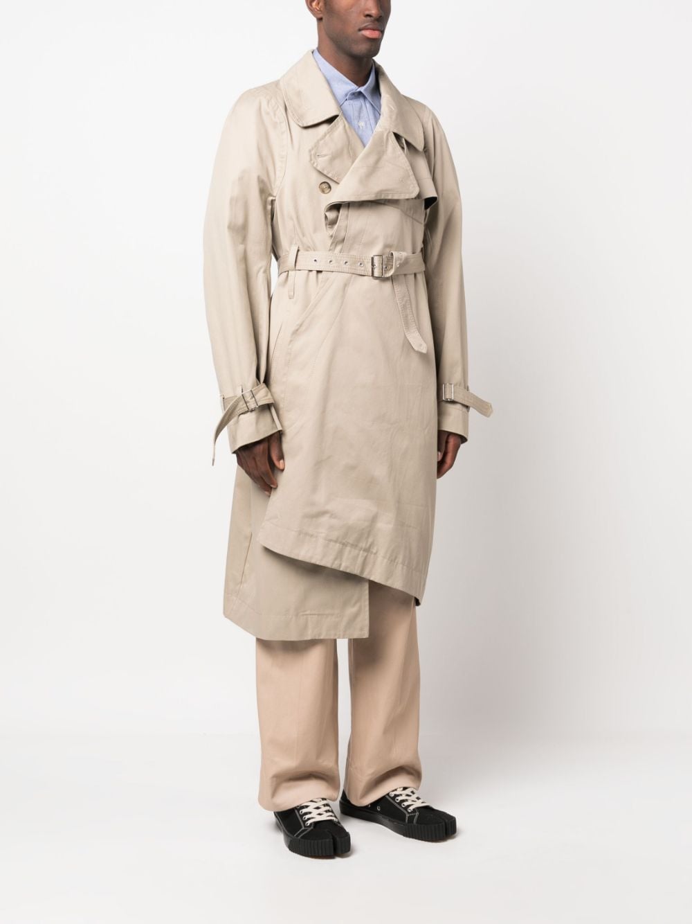 Marina Yee Belted-Waist Long Trench Coat In Neutrals - 50% Off