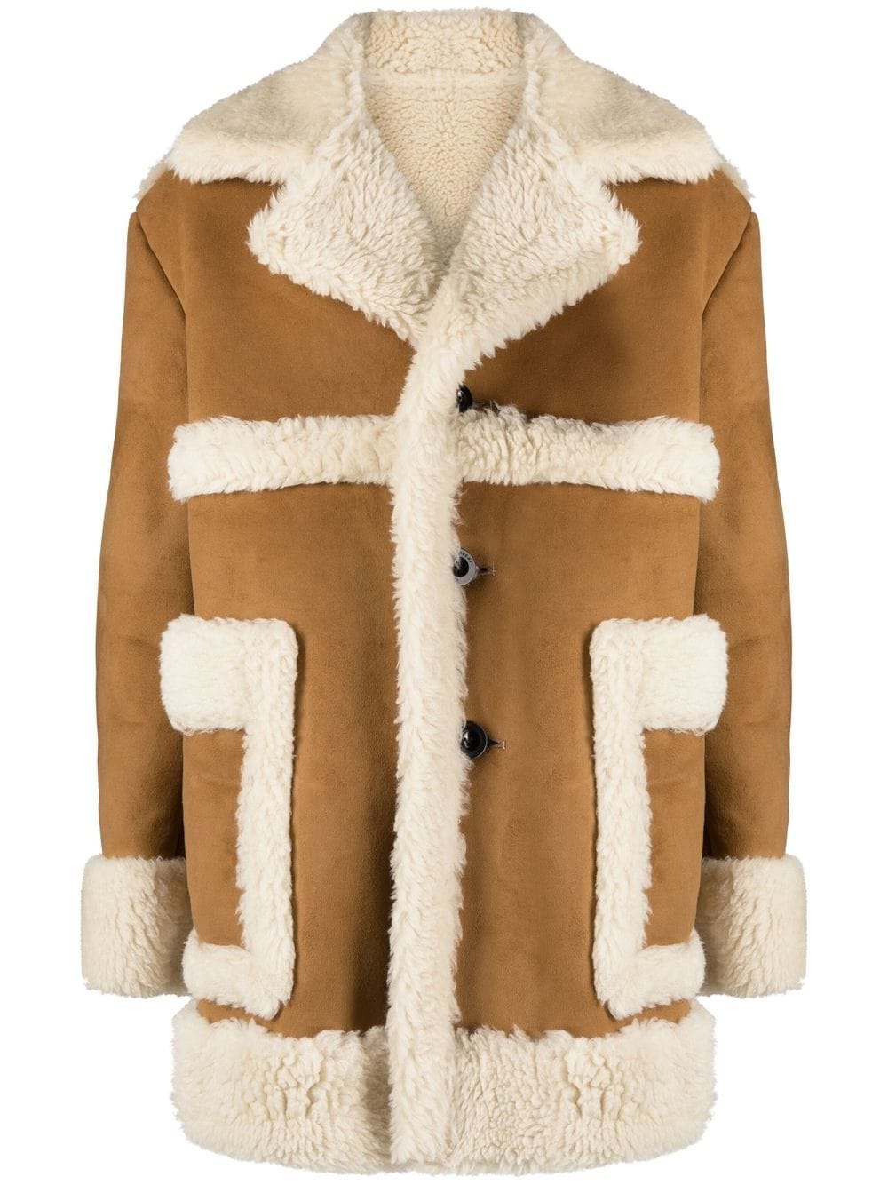 SACAI Faux-Shearling Single-Breasted Coat