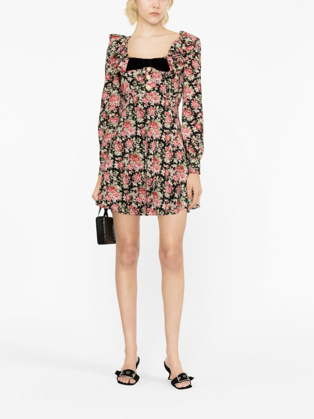 ALESSANDRA RICH Alessandra Rich Rose-Print Silk Minidress