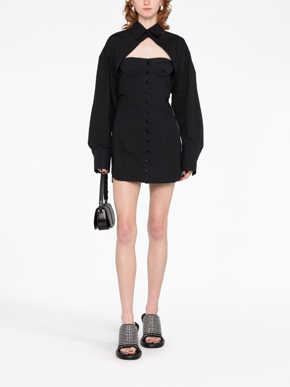 Attico Cut-Out Bustier Shirtdress - Black Attico Cut-Out Bustier Shirtdress - Black