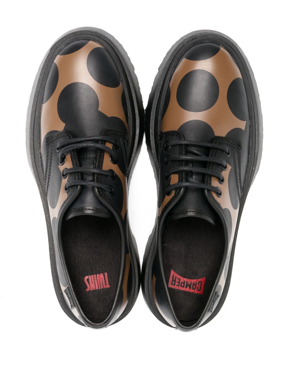 Camper Walden Twins Lace-Up Oxfords in Black/Brown Polka Dot 42 Camper - Twins Walden with Snaps in Black – gravitypope main image 3