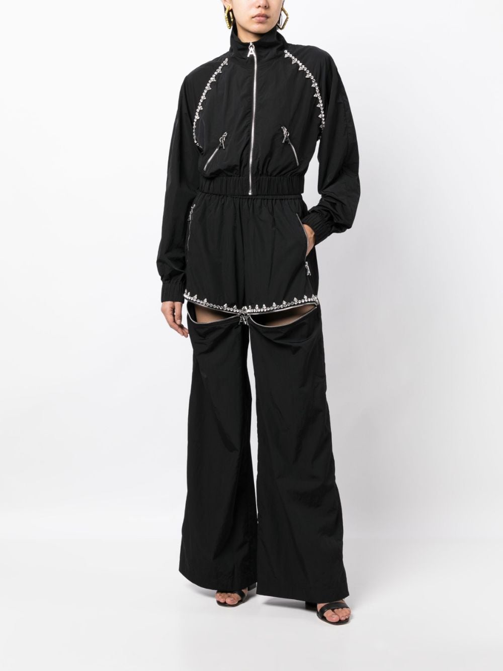 AREA Crystal-Embellished Zip-Up Jacket