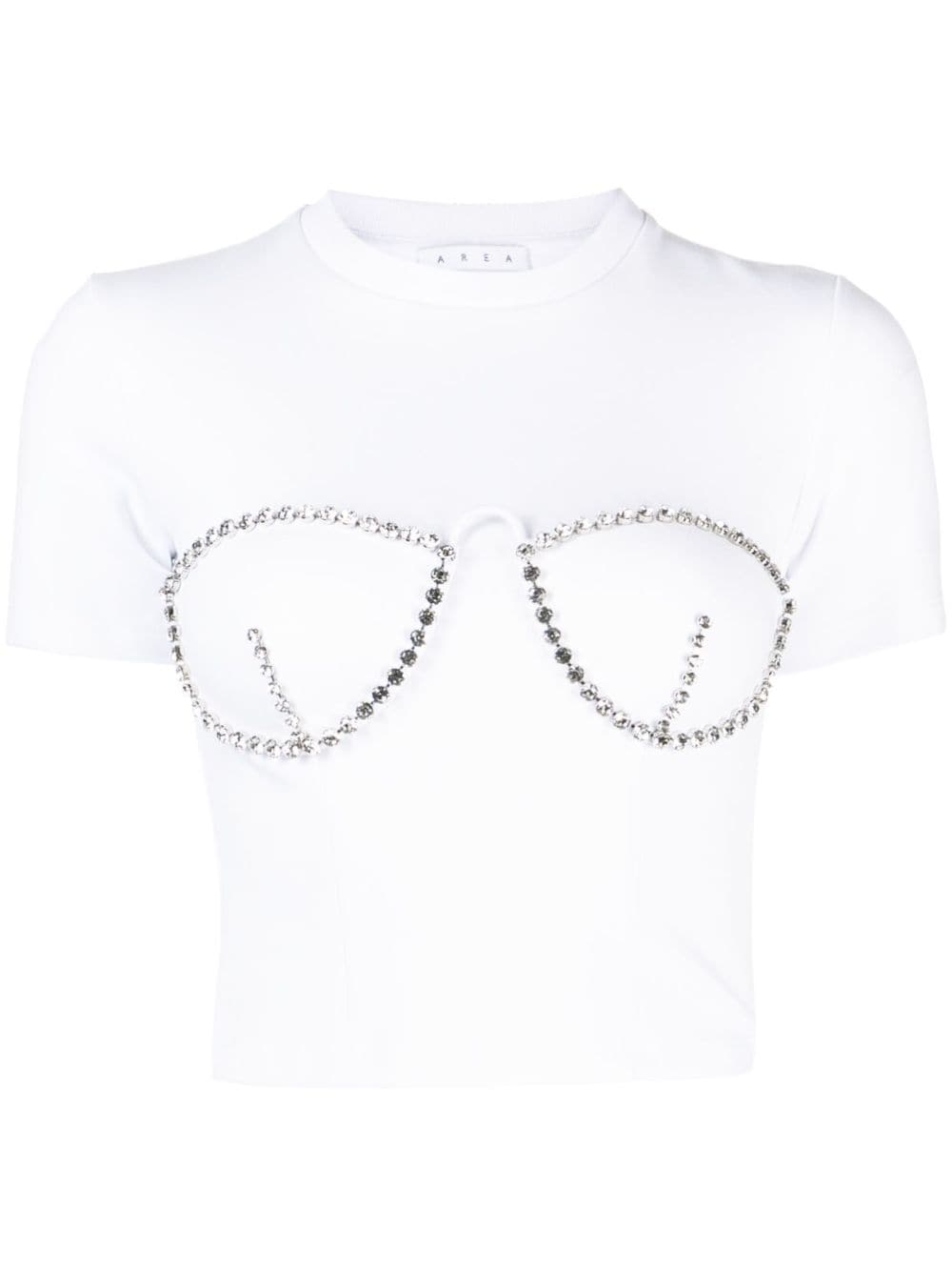 AREA AREA crystal-embellished cropped t-shirt