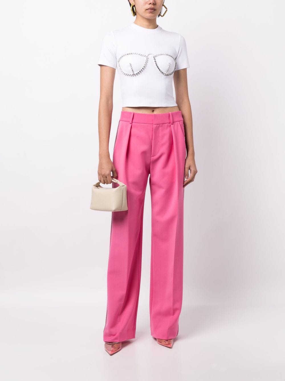AREA AREA crystal-embellished cropped t-shirt
