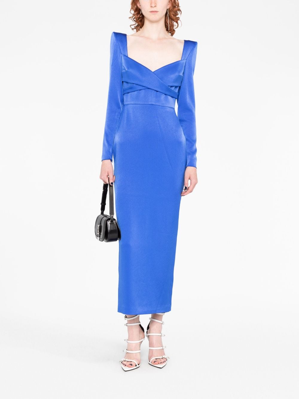 ALEX PERRY Alex Perry Linden Satin Midi Dress