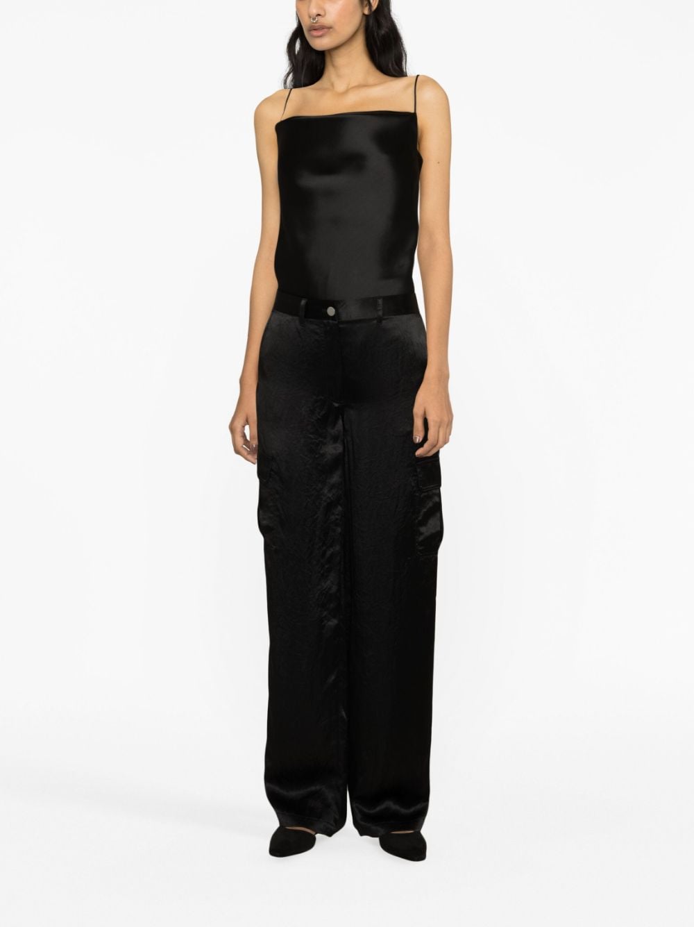 THEORY Theory Satin-Finish Wide-Leg Trousers