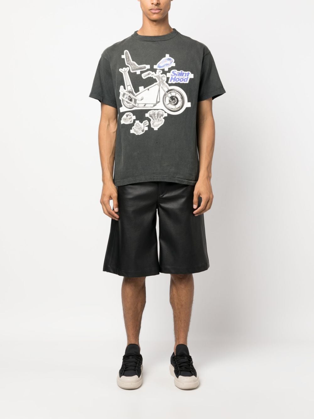 SAINT MXXXXXX graphic-print distressed cotton t-shirt