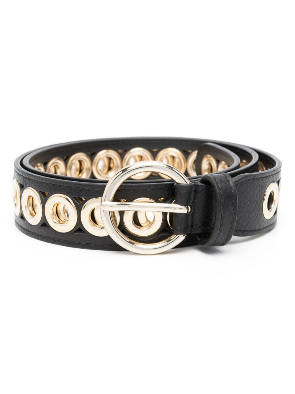 Sandro Black and Gold Eyelet Belt Buy Black Belt With Round Buckle And Eyelets for Woman  main image 4