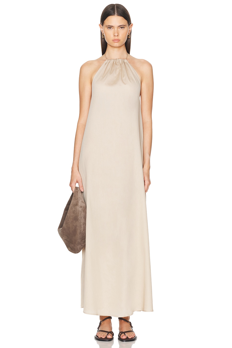 leset yoko halter maxi dress LESET Yoko Halter Maxi Dress in Black in Cotton