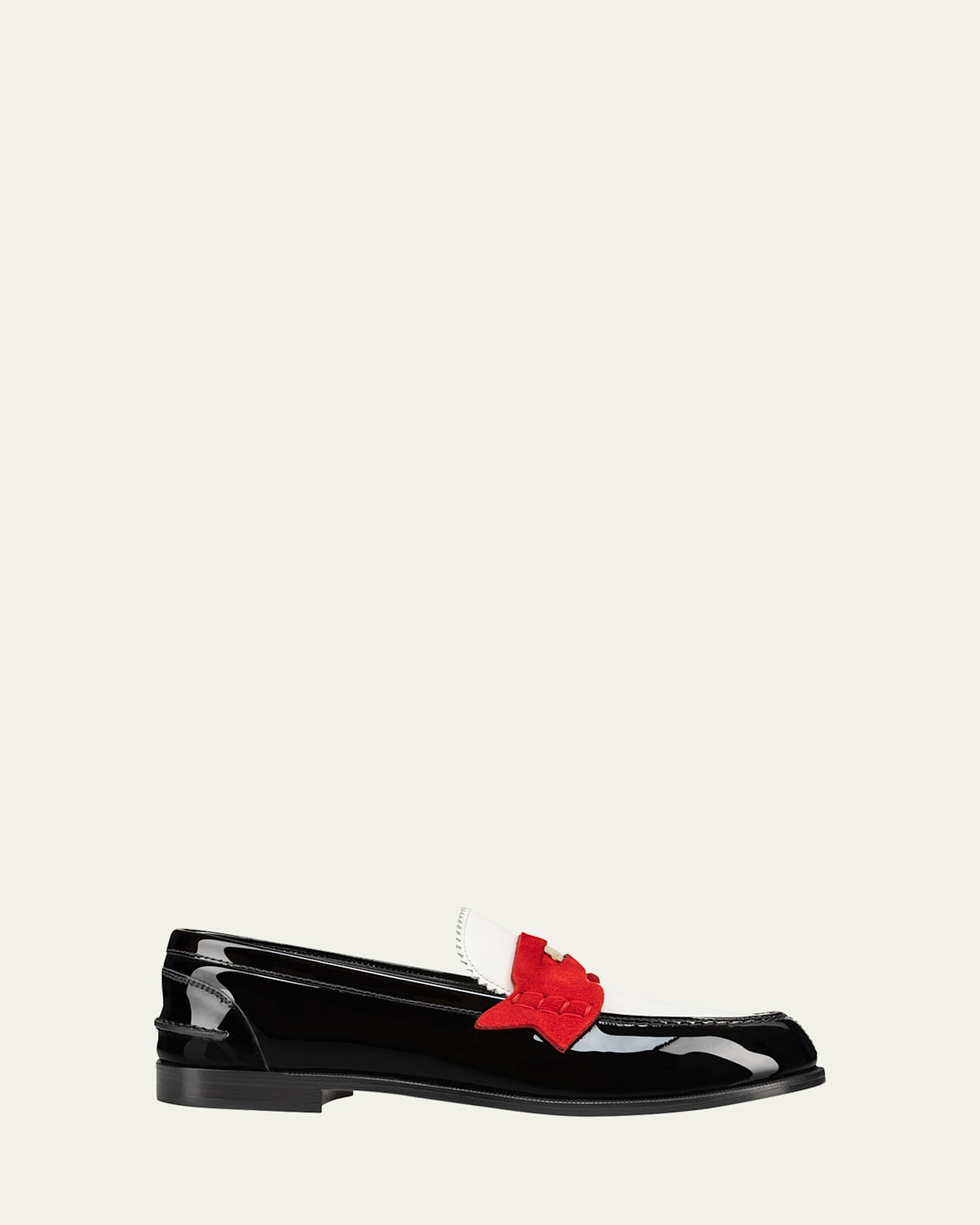 Christian Louboutin Donna Patent Red Sole Penny Loafers Black