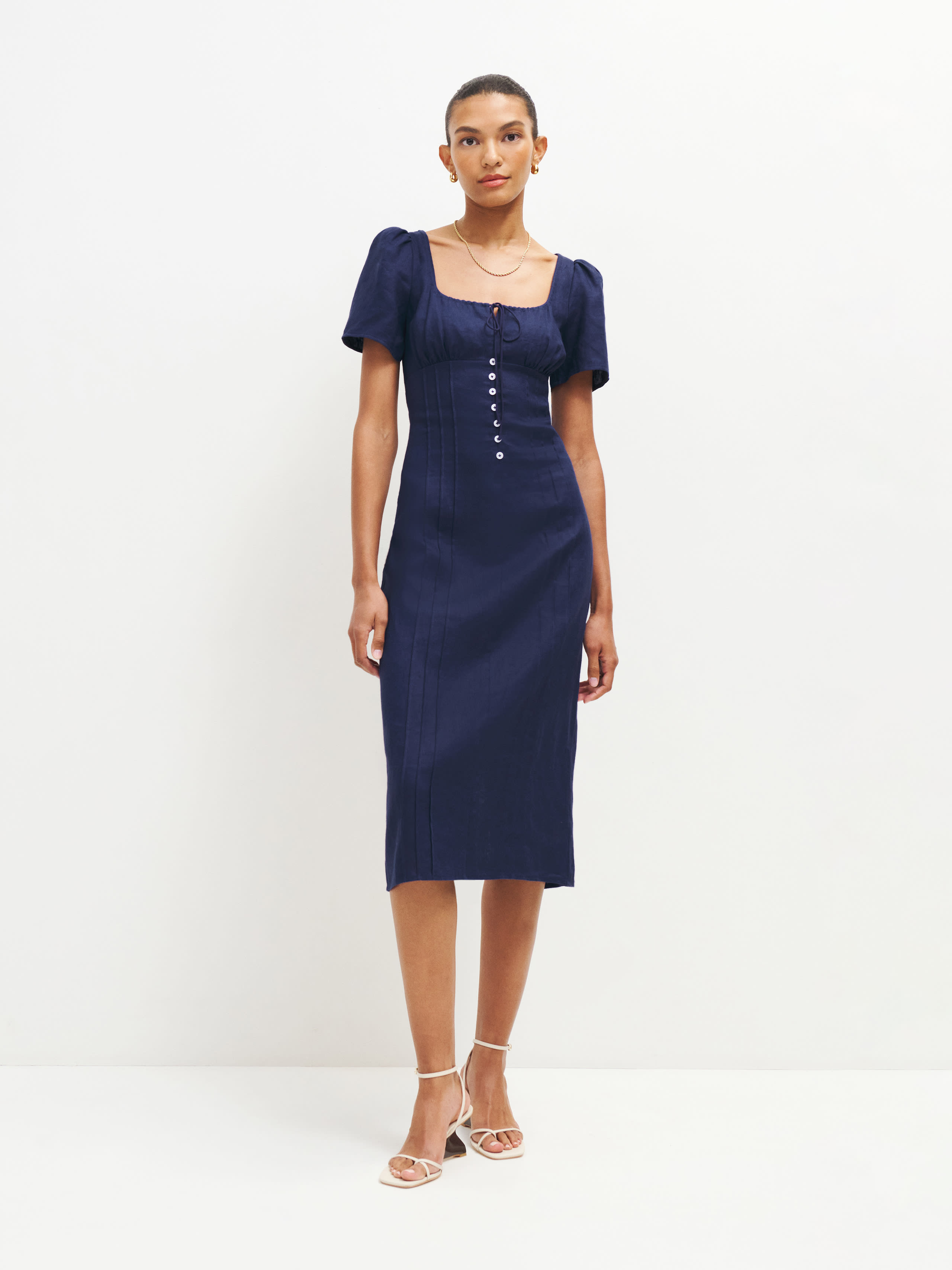 Reformation Pierce Linen Dress - Danube | Editorialist