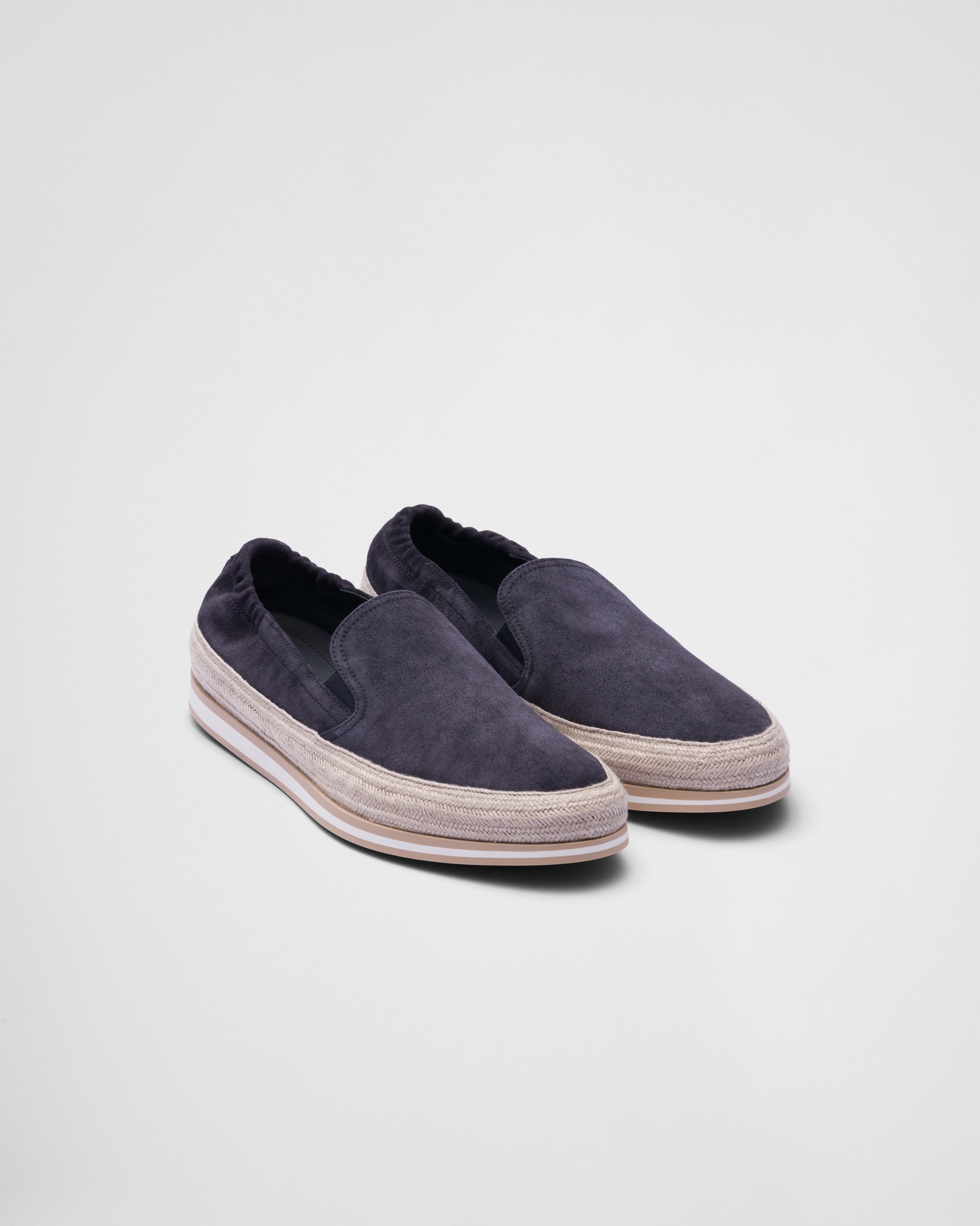 Prada Navy Suede Slip-On Loafers Prada Suede slip-on loafers for Men - Navy in KSA | Level Shoes main image 3