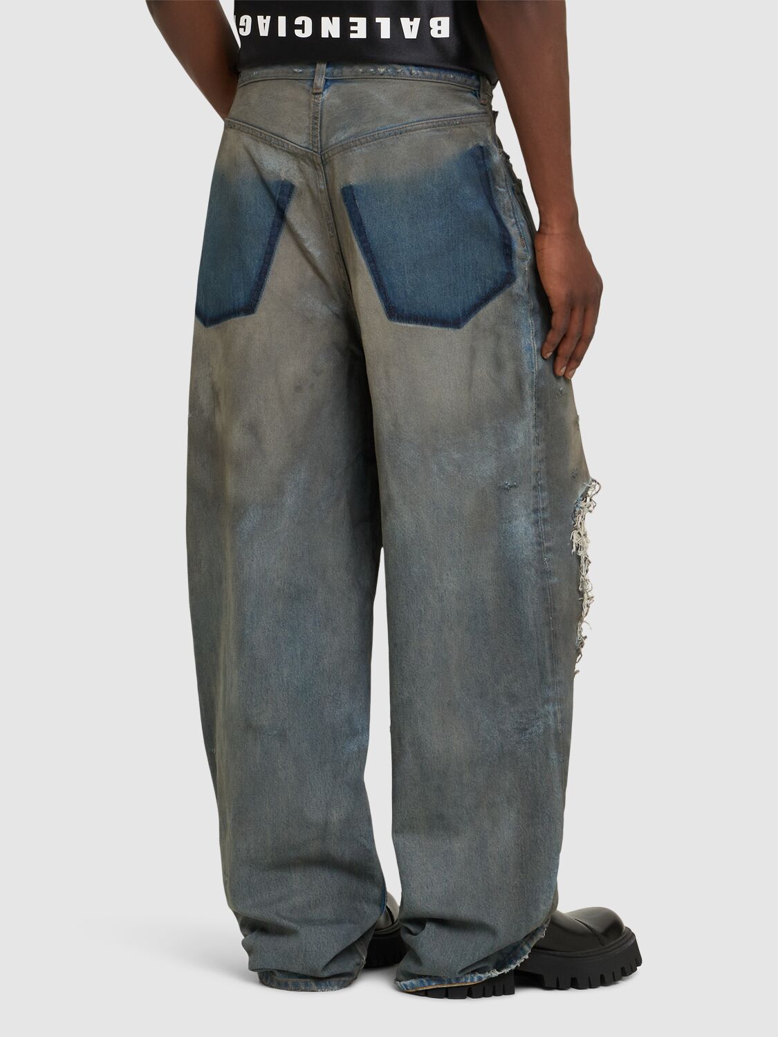 Balenciaga Distressed Baggy Jeans - Blue | Editorialist