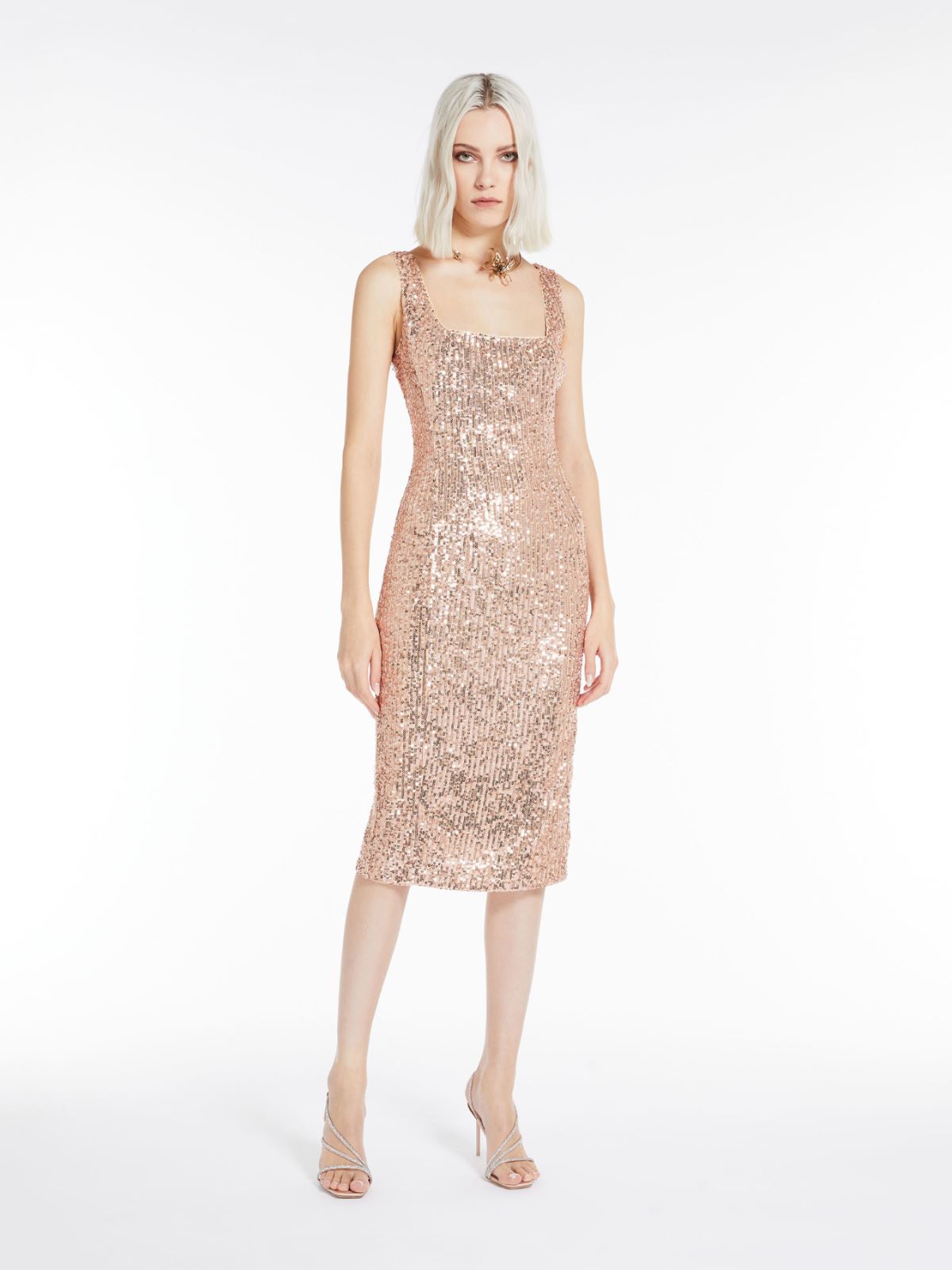 max mara sequin dress Max Mara Sequinned Sheath Dress - Powder