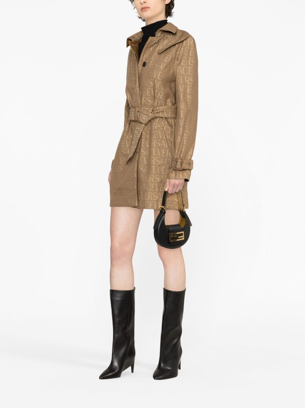 VERSACE Versace Allover Logo-Jacquard Trench Coat