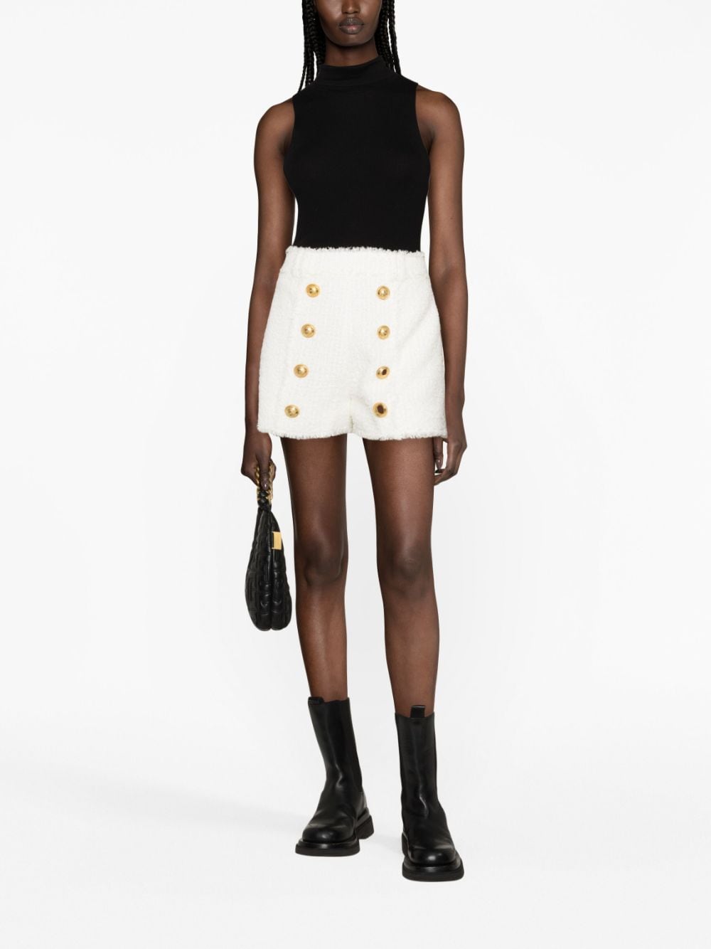 BALMAIN Balmain Button-Embellished Tweed Shorts