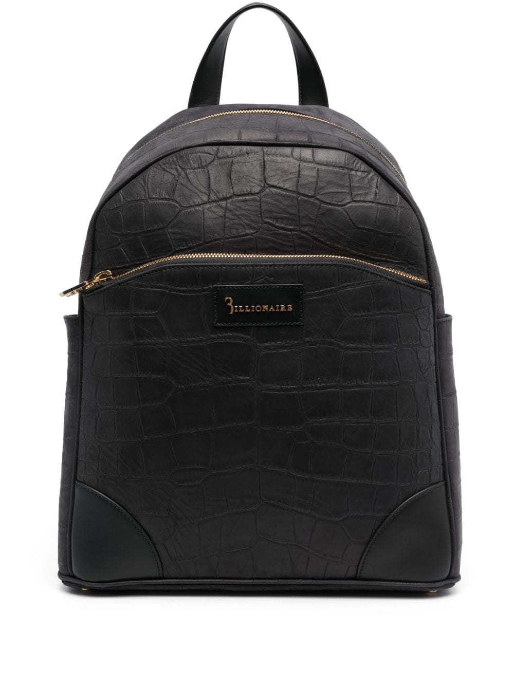 Billionaire Crocodile-Embossed Leather Backpack In Black  display picture 3