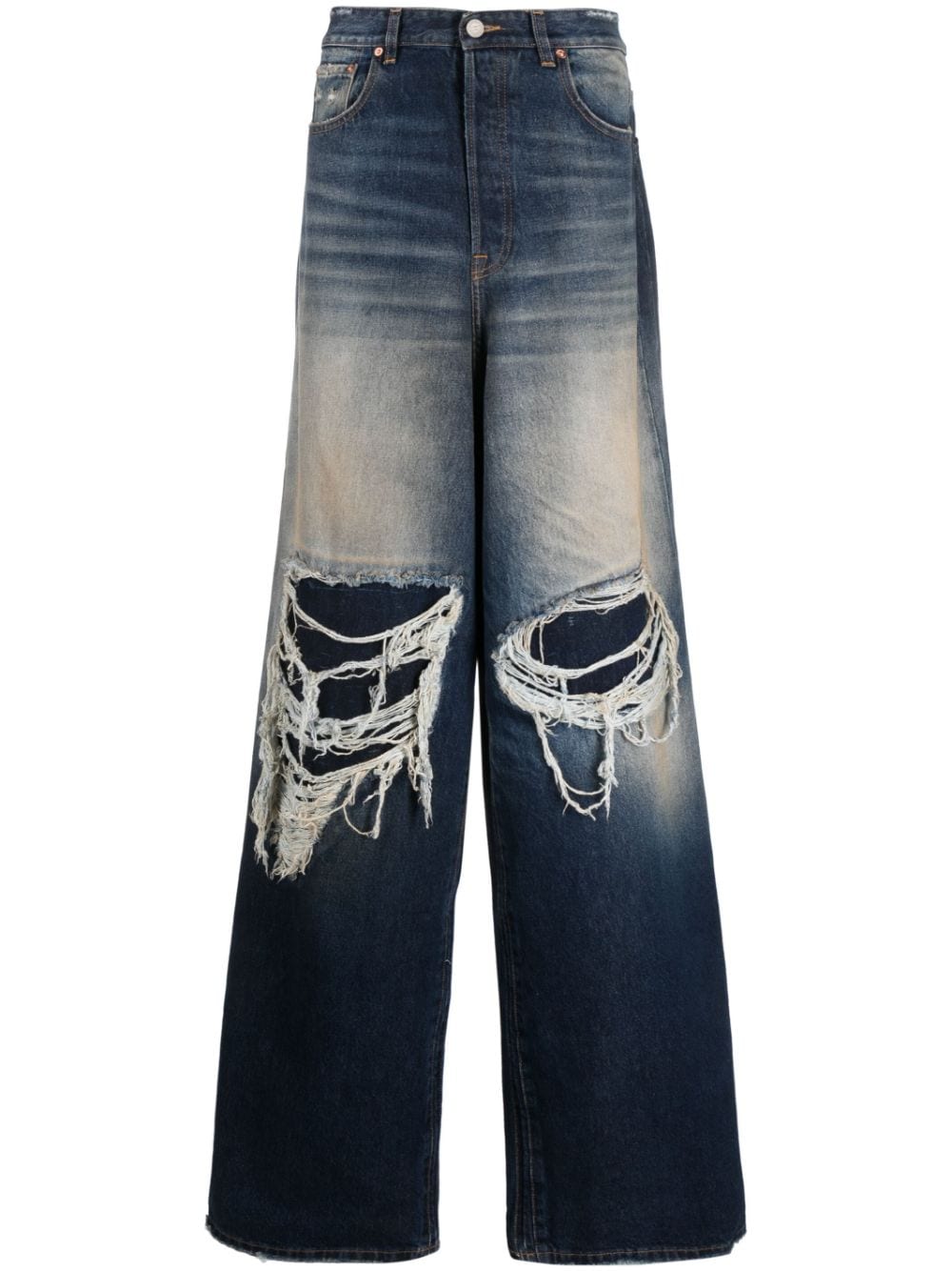 Vetements Ripped Wide-Leg Jeans In Blue - 31% Off | Editorialist