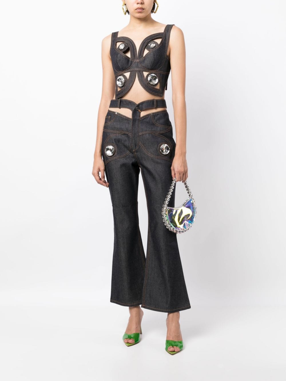 AREA AREA Butterfly Cut-Out Flared Jeans