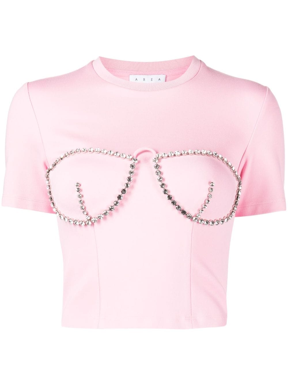 AREA AREA Crystal-Embellished Bustier T-Shirt