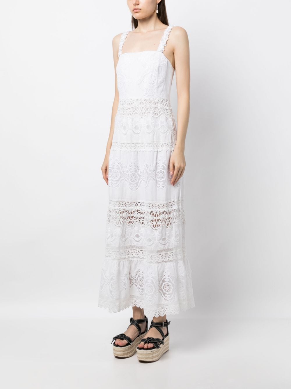 alexis alora embroidered cotton midi dress Alora Embroidered Dress in Champagne