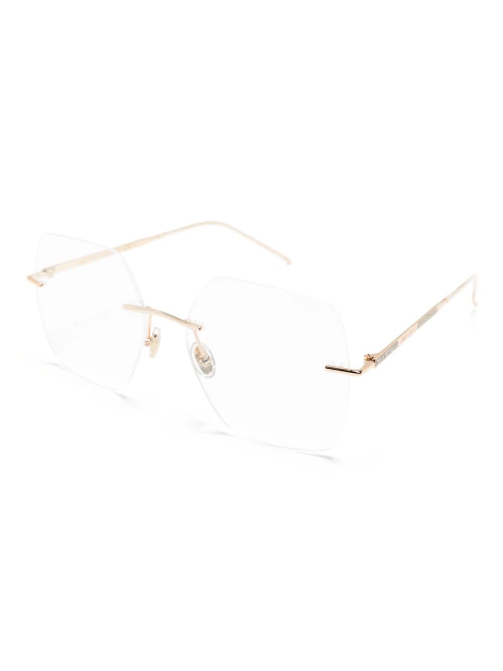 Jimmy Choo Rimless Square-Frame Glasses - Gold | Editorialist display picture 2