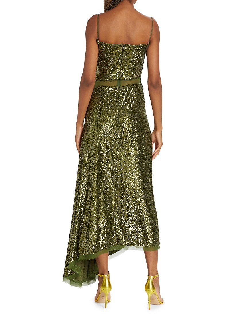 Jason Wu Asymetric Sequin & Chiffon Slipdress In Avocado - 75% Off | Editorialist Jason Wu Asymetric Sequin & Chiffon Slipdress In Avocado - 75% Off | Editorialist