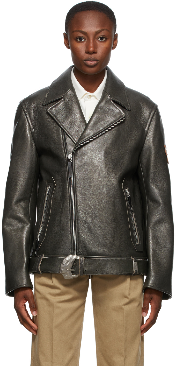 Ader Error Leather Oversized Norman Jacket In Black - 38% Off