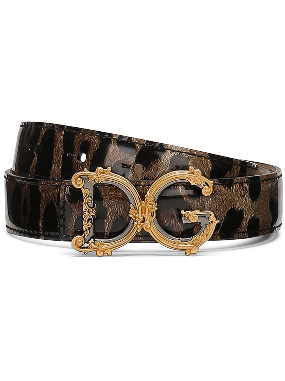 Dolce & Gabbana Dg Buckle Leopard-Print Belt - Brown - 46  display picture 1