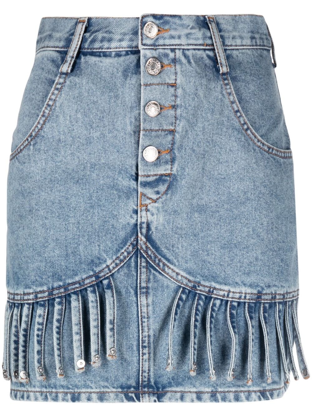 MOSCHINO MOSCHINO JEANS Fringe Detail Denim Skirt
