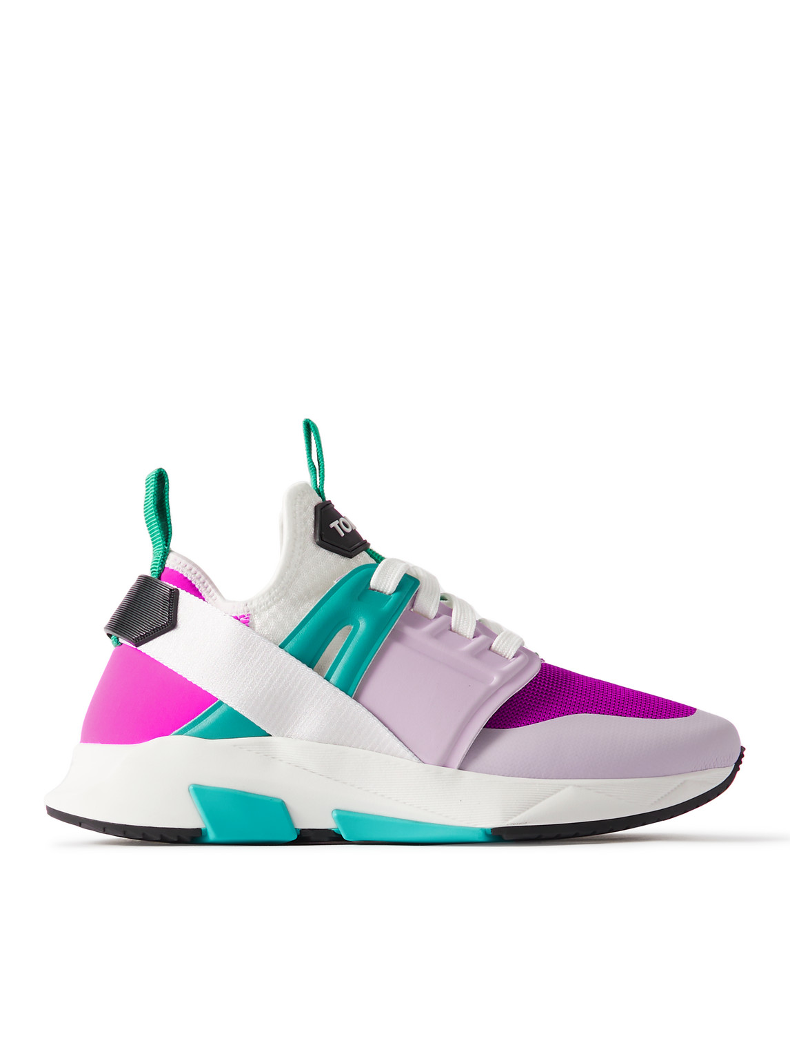 Tom Ford Jago Scuba, Mesh And Leather Sneakers In Pink - 60  display picture 2