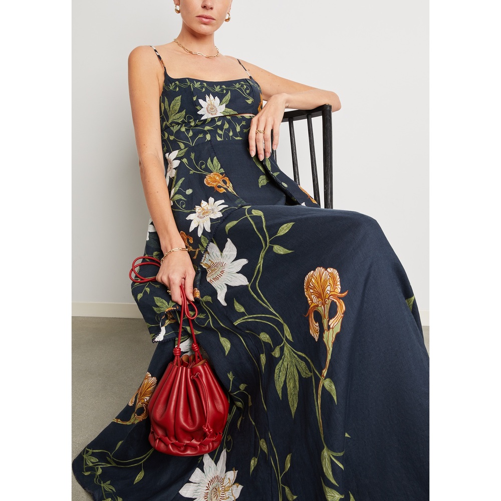 ethel pasiflora linen maxi dress Agua by Agua Bendita Ethel Pasiflora Empire-Waist Maxi Dress