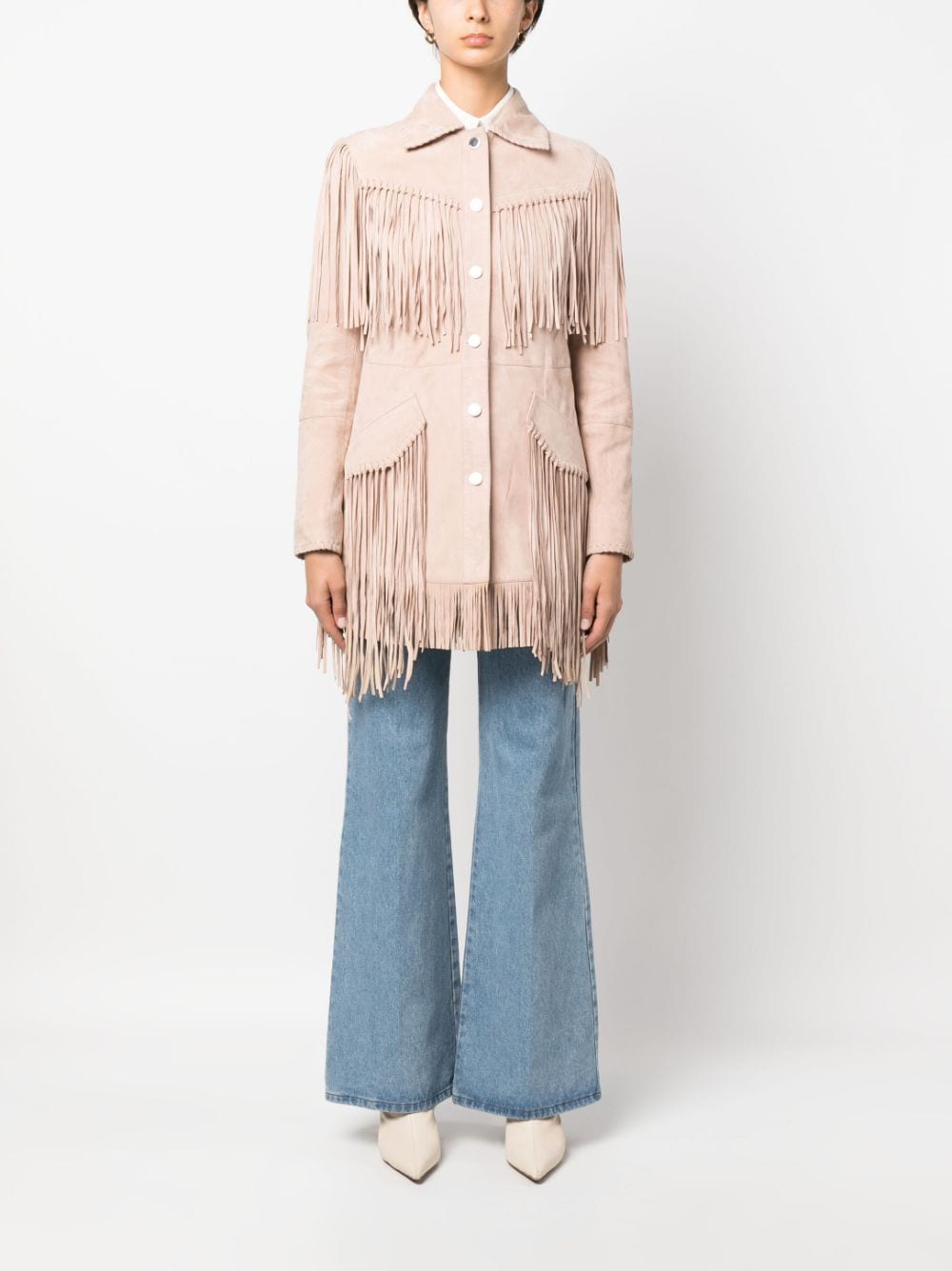 PHILIPP PLEIN Philipp Plein Oversized Fringed Suede Shirt Jacket