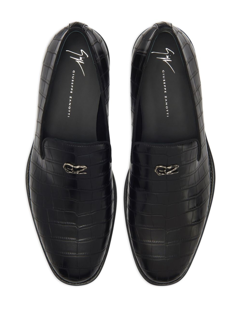 Giuseppe Zanotti Crocodile-Embossed Loafers - Black - 45  display picture 2