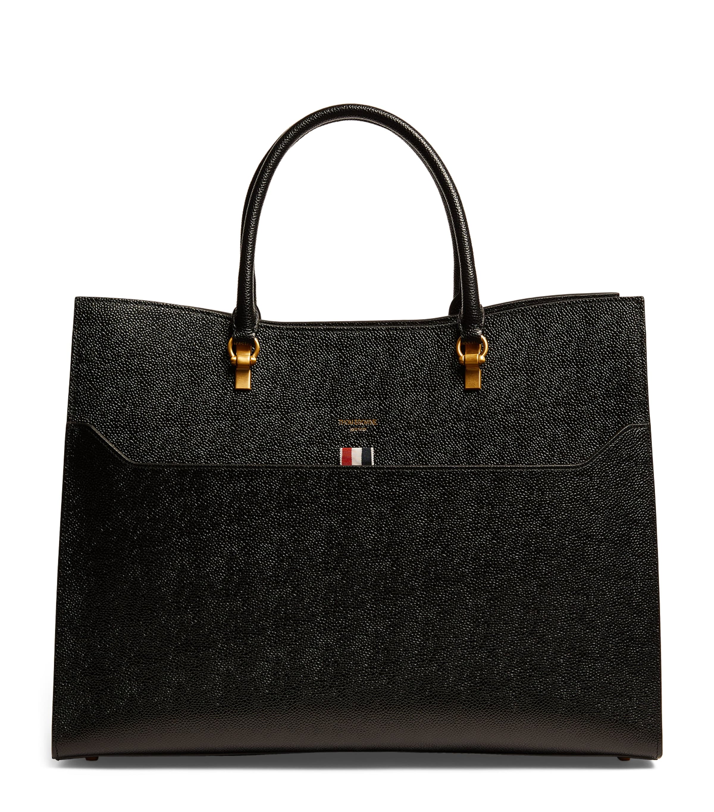 THOM BROWNE Large Leather Duet Tote Bag