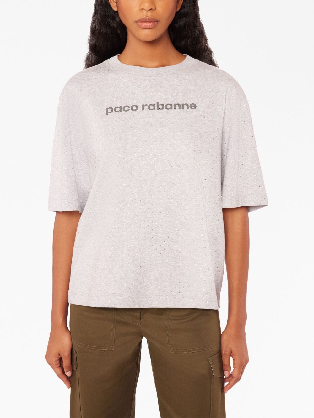 PACO RABANNE Rabanne Logo-Print Rhinestone T-Shirt