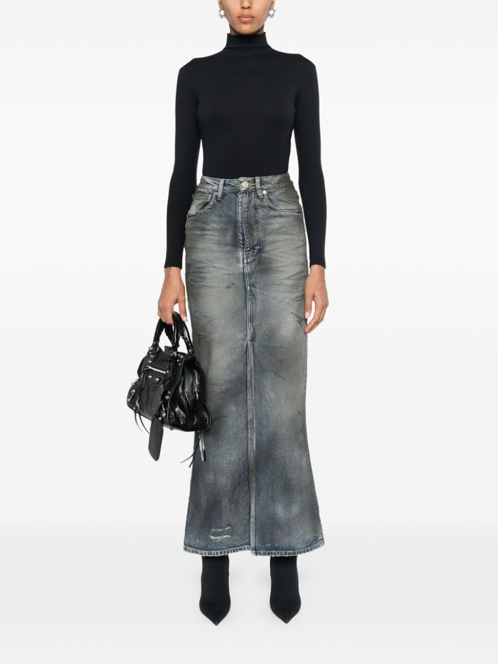 BALENCIAGA Balenciaga Distressed Denim Maxi Skirt