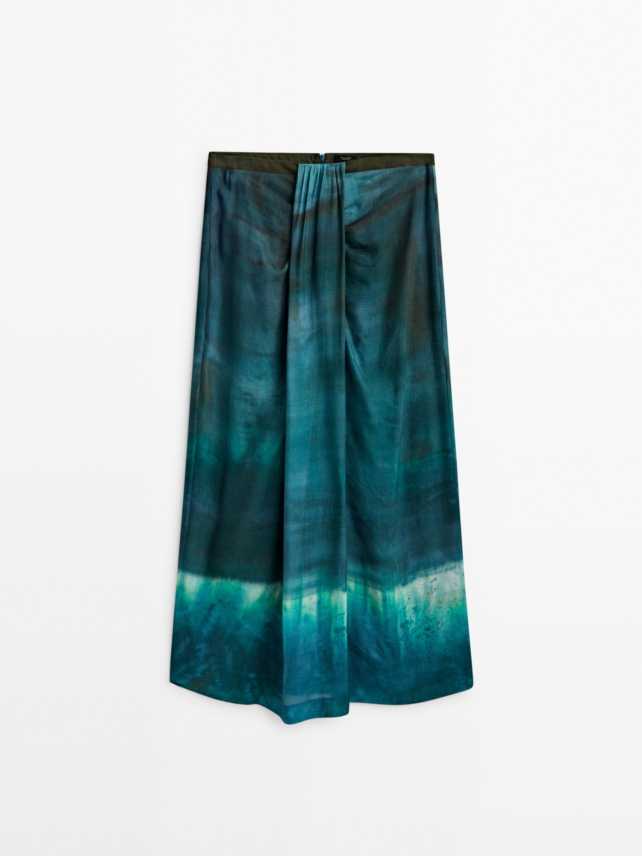 Massimo Dutti Ombré Printed Midi Skirt In Emerald - 49% Off